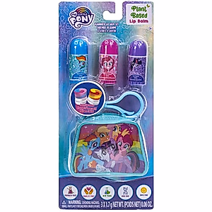 My Little Pony – Townley Girl Plant Based 3 Pcs Flavoured Swirl Lip Balm & Micro Keychain Bag Makeup Cosmetic Set for Kids and Girls, Ages 3+ Perfect for Parties, Sleepovers & Makeovers