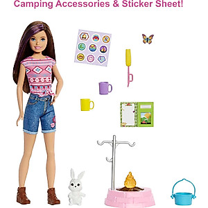 Barbie It Takes Two Skipper Doll & Accessories, Camping Playset with Doll, Campfire, Pet Bunny, Sticker Sheet & More