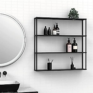 Mango Steam Wall-Mounted Steel Shelving Unit for Kitchen, Storage or Display Use -36 H x 36 W x 6 D Inches- Black -