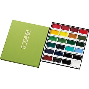 Kuretake GANSAI TAMBI 24 Colors Set, Watercolor Paint Set, Professional-quality for artists and crafters, AP-Certified, water colors for adult, Made in Japan