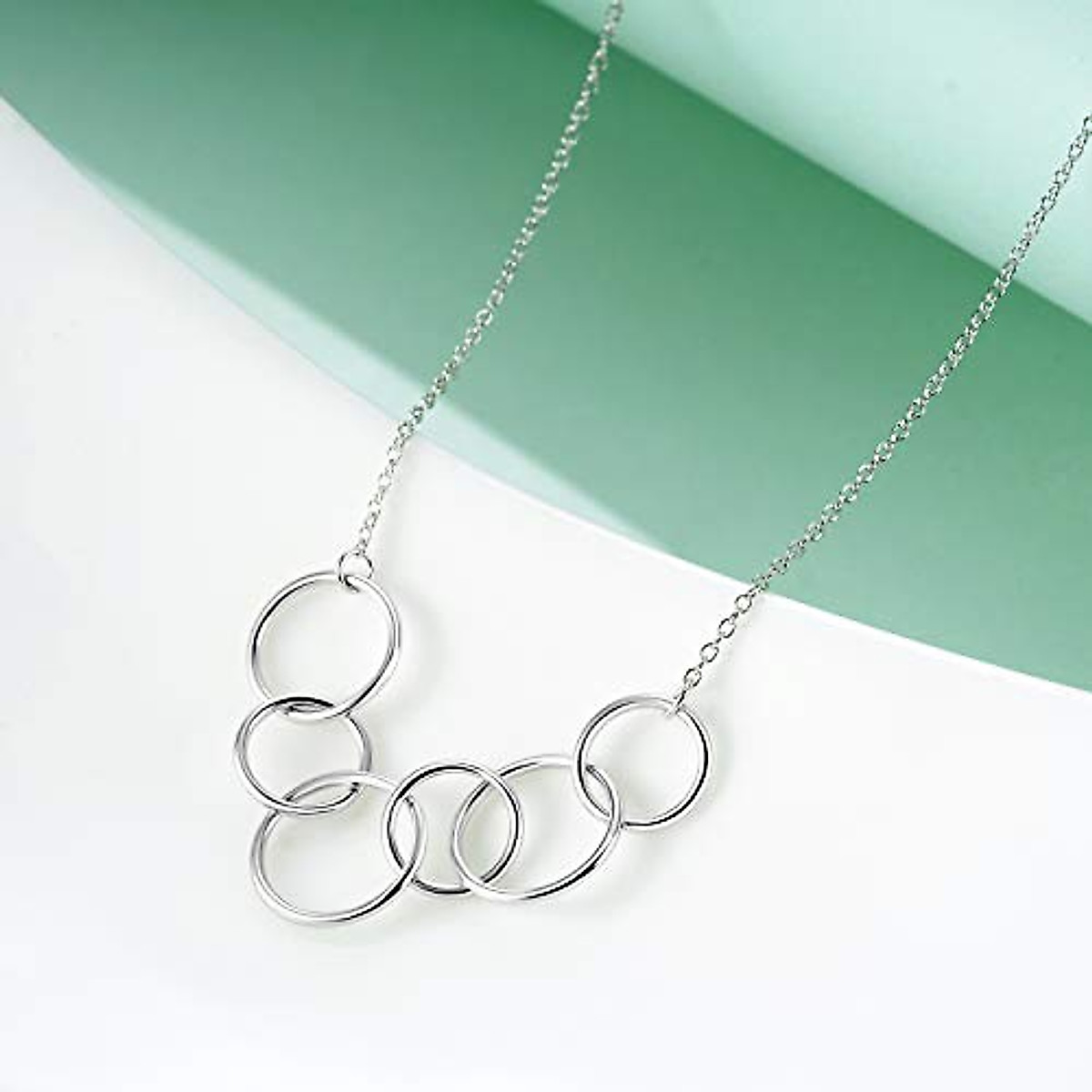 SOULMEET 60th Birthday Gifts Necklace, Sterling Silver Six Circles Necklace for Her 6 Decades Jewelry Gift 60 Years Old