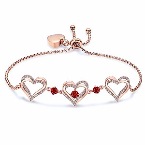 shajwo Cremation Jewelry Heart Urn Bracelet for Ashes for Women Girls Cremation Link Memorial Bracelet,Rose Gold-Red