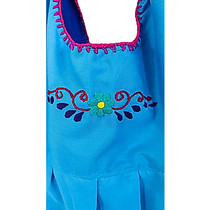 Leos Imports (TM) Hand Embroidered Puebla Mexican Tote Bag (Aqua Multi)