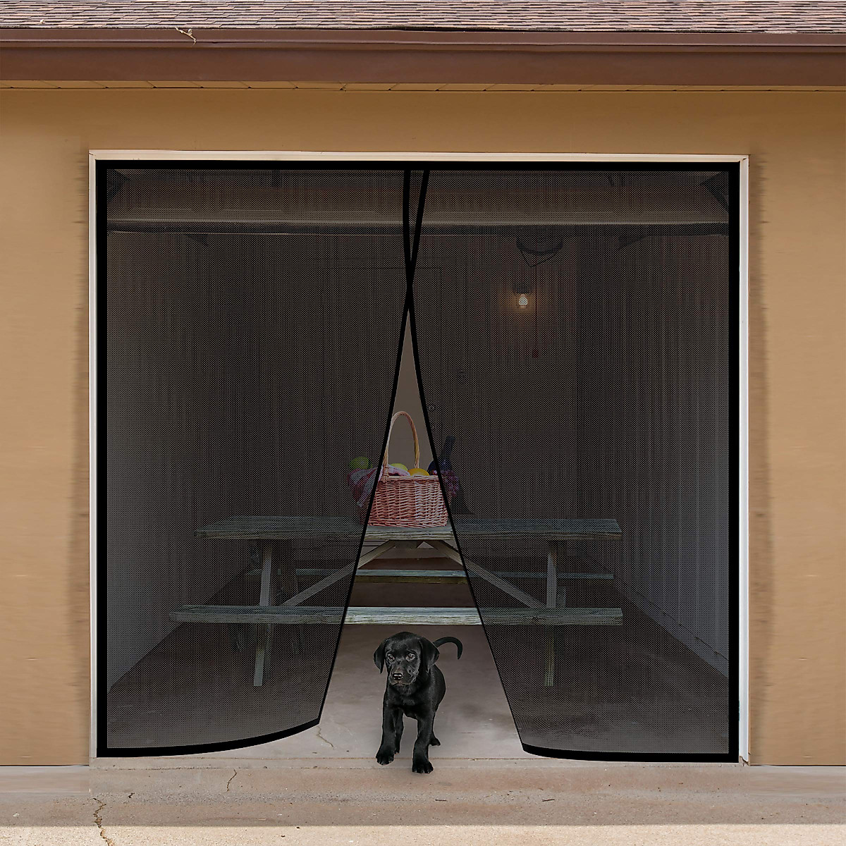 Pure Garden One Car Garage Door Screen – Heavy-Duty Weighted Mesh Curtain with Magnetic Closure for Mosquito, Insect, and Sun Protection