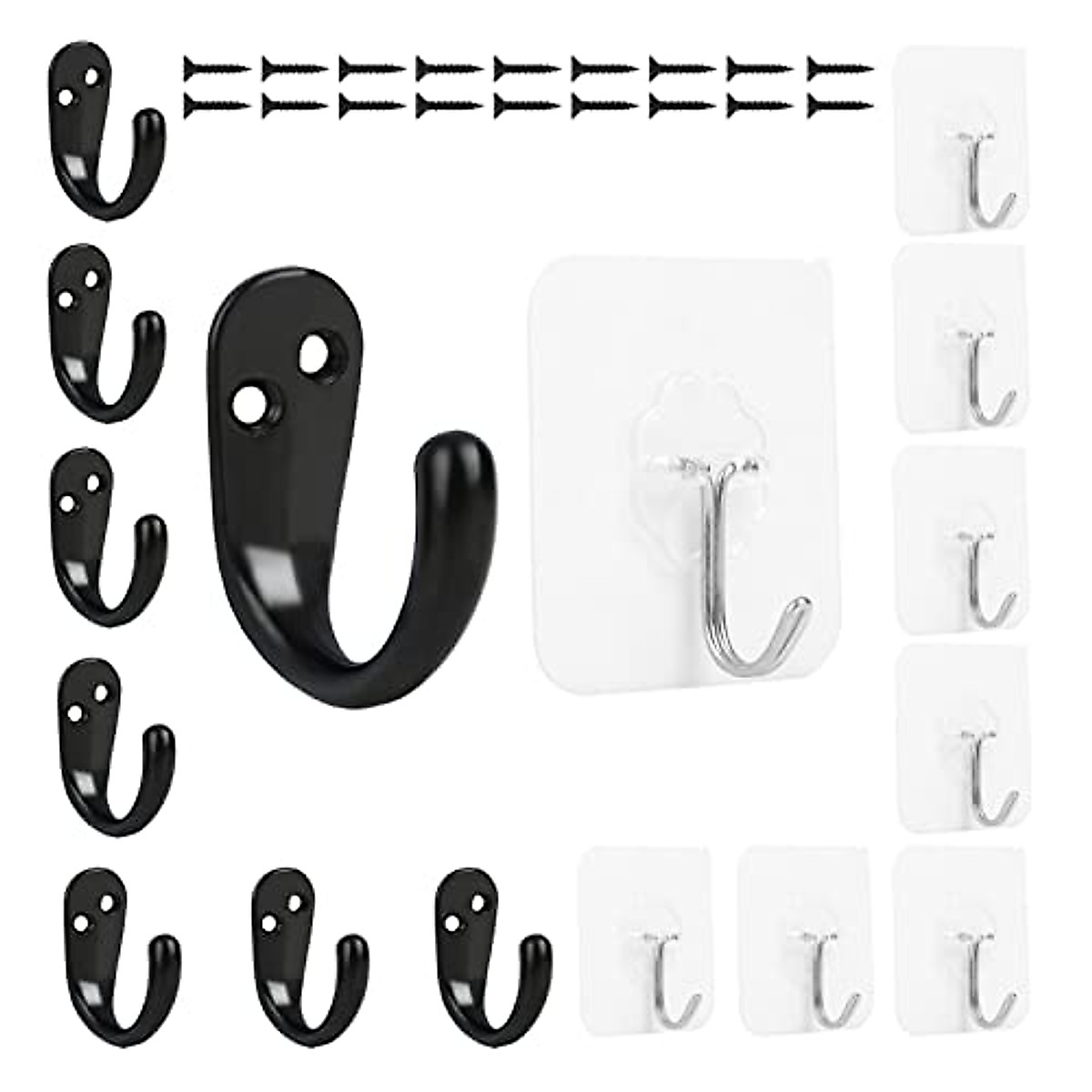 YYwingek 8pcs Wall Hooks and 8 Pack Thickened Heavy Duty Self Adhesive Hooks