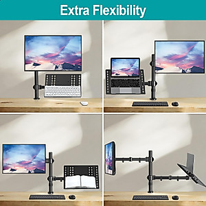 MOUNT PRO Laptop Desk Mount, Height Adjustable, Fits 13" to 32" Screens, with Clamp/Grommet Mounting Base, Holds Up to 17.6lbs