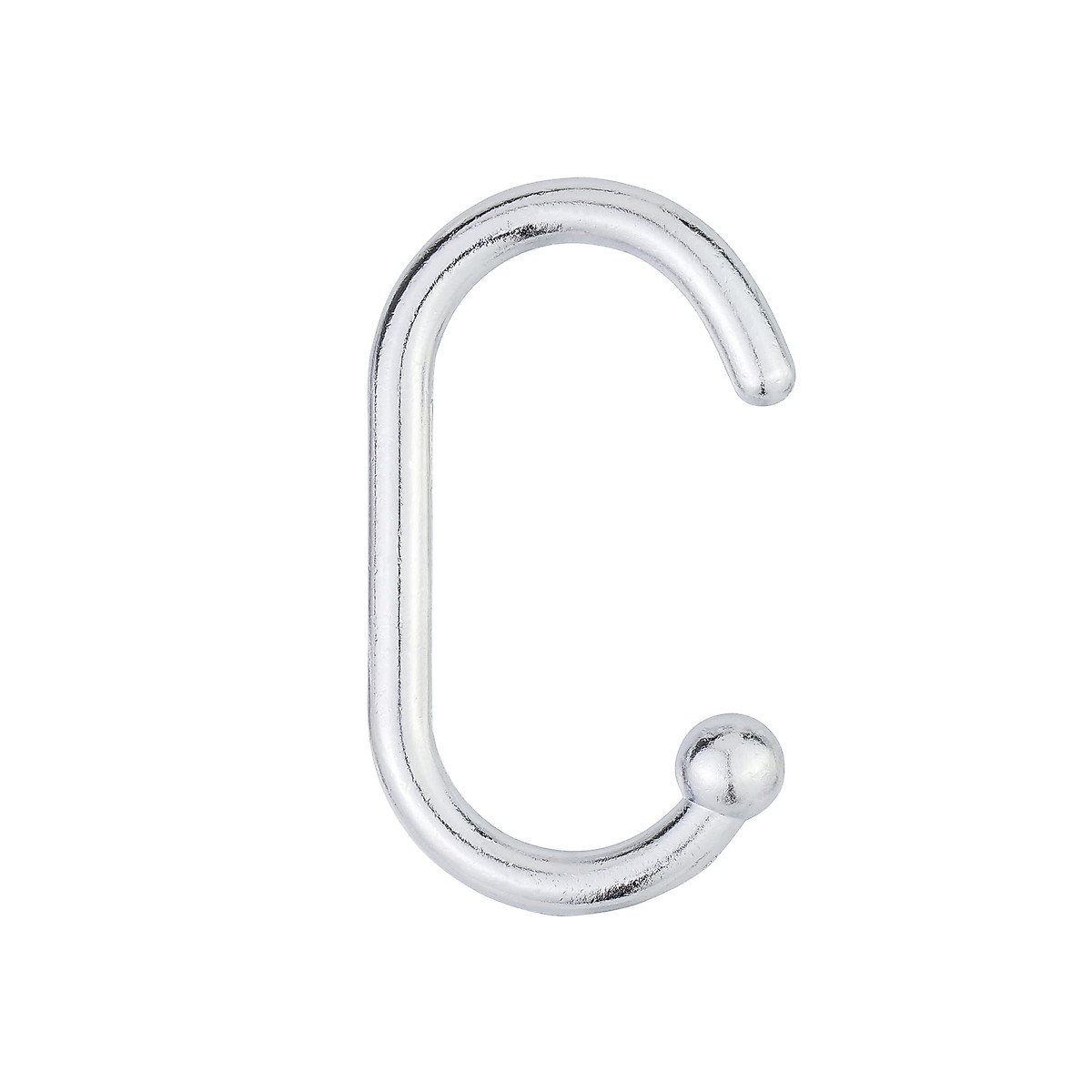 Splash Home Decorative Aluminum C-Shaped Shower Curtain Hooks, Smooth-Glide, Rust-Resistant, Set of 12 - Chrome