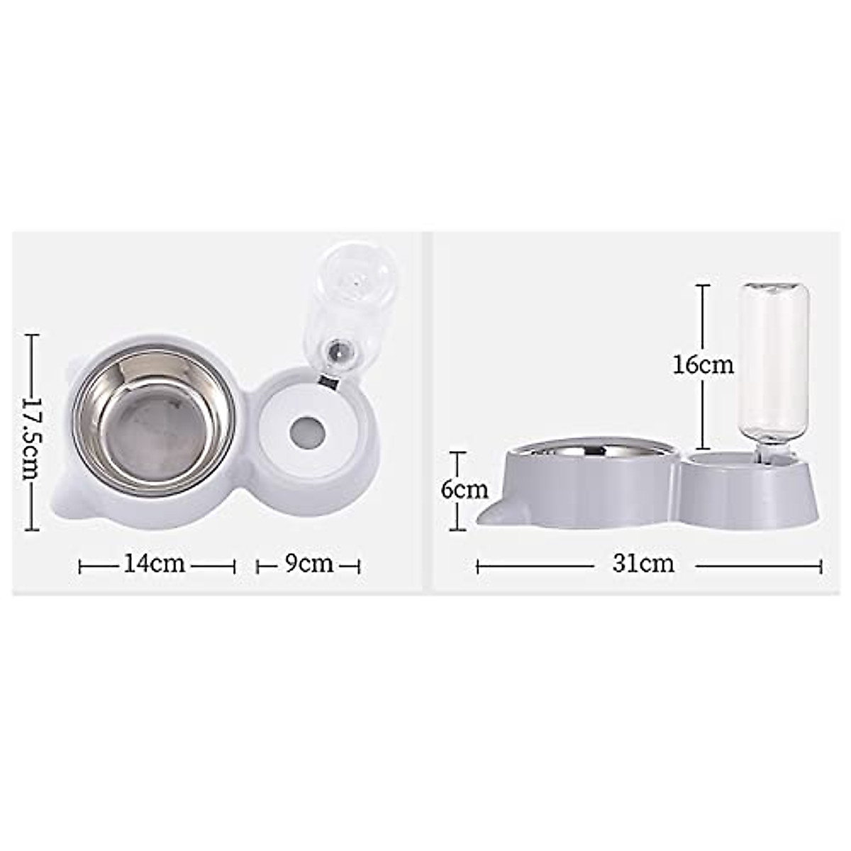 FUUIE Bowls for Food and Water Automatic Pet Cat Dog Feeder Bowls Water Dispenser Kitten Drinking Bowl Dogs Feeder Food Dish Stainless Steel Pet Bowl Goods (Color : Gray)
