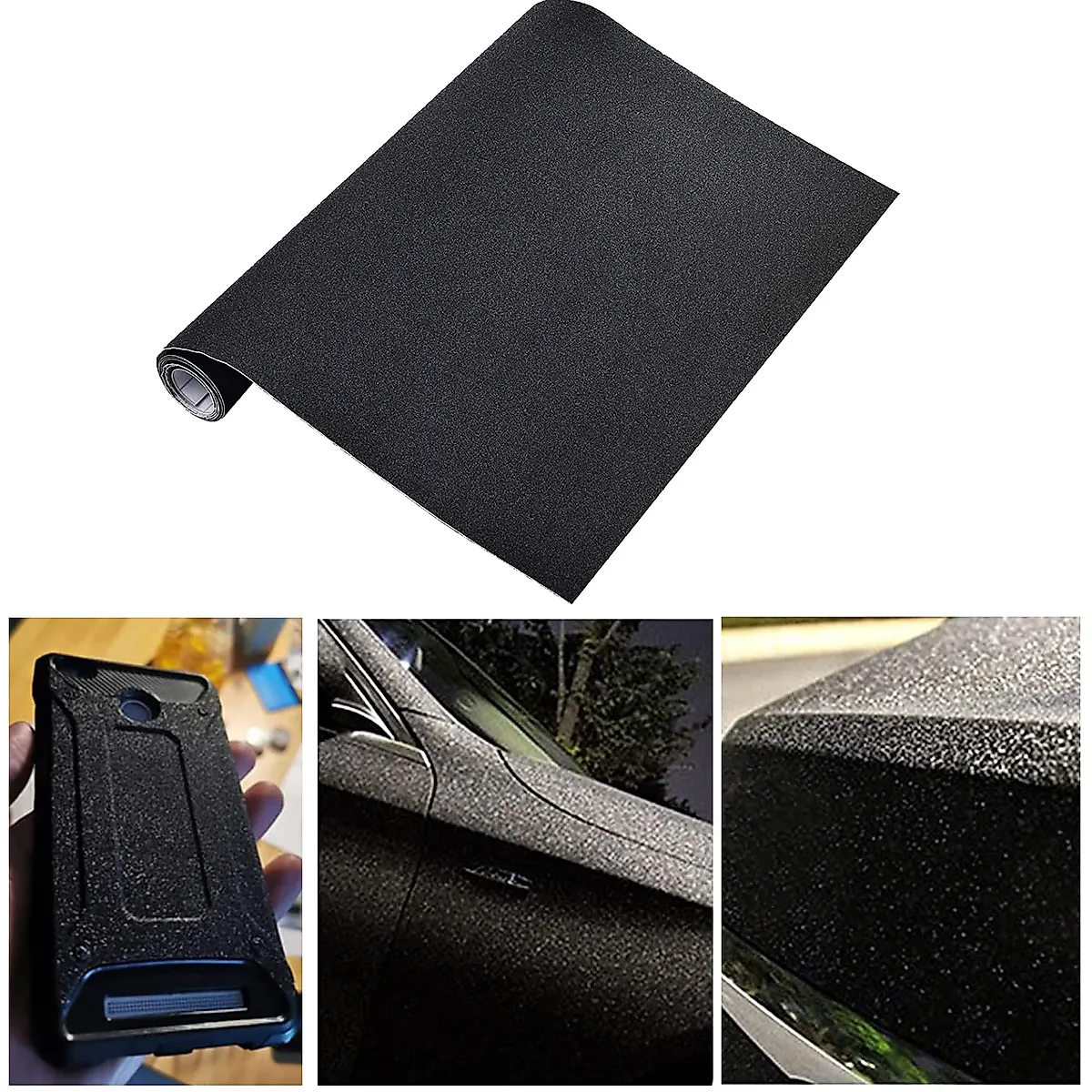 Lypumso Black Diamond Vinyl Wrap, Matte Black Sparkle Car Wrap Film, Vehicle Decor Sticker Bubble Free Self-Adhesive, Car Wrapping DIY Decals Auto Motocycle Bicycle Truck Exterior Interior (1ft x 5ft)