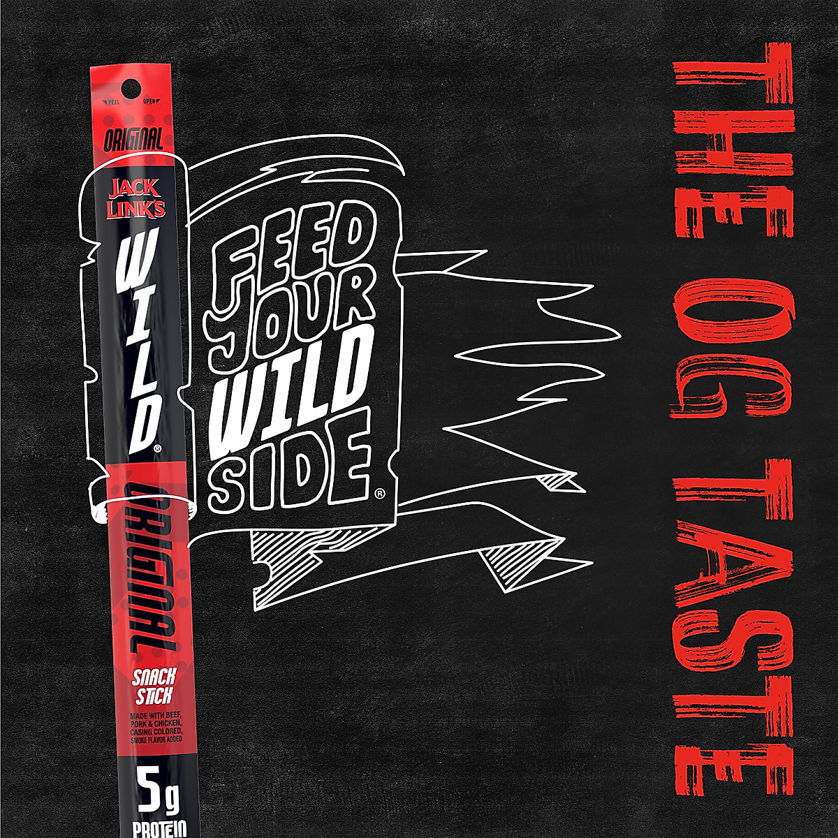 Jack Link's Wild Beef Sticks, Original – Protein Snack, Meat Stick with 6g of Protein, 1 oz. (Pack of 20)