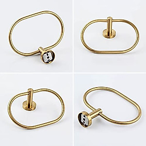 Towel Ring Brushed Gold, Angle Simple SUS 304 Stainless Steel Modern Towel Holder, Bathroom Hand Towel Rack Wall Mounted