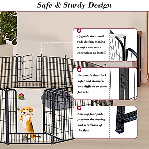 Jhsomdr Dog Playpen Outdoor 32" Height Foldable 32 Panels Heavy Duty Metal Portable Dog Pens Indoor Anti-Rust Exercise Dog Fence with Doors for Large/Medium/Small Pets Play Pen for RV Camping Yard