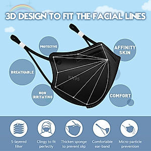 WWDOLL Kids KN95 Face Mask 25 Pack, 5-Layers Breathable KN95 Masks for Children, Black