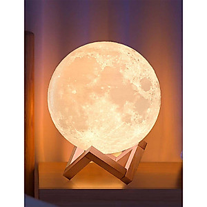 CPLA Moon Lamp, 16 Colors LED Night Light 3D Printing Moon Light with Stand & Remote/Touch Control and USB Rechargeable, Gifts for Kids Friends Lover Birthday (Diameter 4.8 INCH)