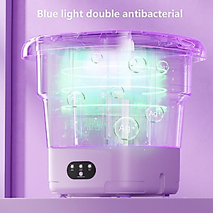 Portable Mini Washing Machine, 9 Liters Large Capacity Mini Underwear Washing Machine, Upgraded Capacity Foldable Washing Machine, Round Body, Suitable For Baby Clothes And Pet Clothes. Green, Purple.