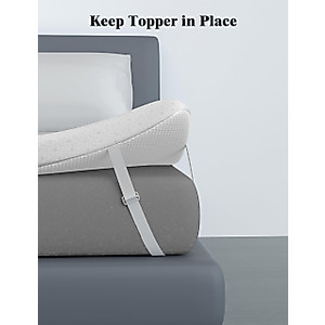 Ferlizer Waterproof 3" [King] Mattress Topper Cover Ultra Soft & Corner Straps, CertiPUR-US Certified, Grey