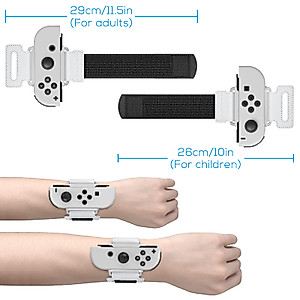 Upgraded Wrist Bands Strap for Switch Just Dance 2023/2022/2021/2020/2019, Adjustable Wrist Strap Wristbands Sets Compatible with Switch/Switch OLED Controllers for Zumba, Two Size, 2 Pack-White