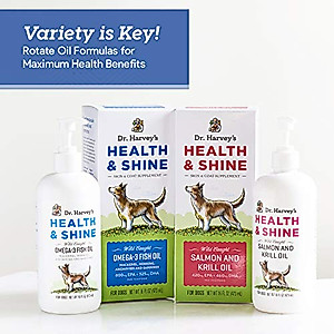 Dr. Harvey's Health & Shine Omega 3 Fish Oil for Dogs from Wild Caught Mackerel, Herring, Anchovies and Sardines - Supports Beautiful Fur, Strong Joints and Itchy Allergy Relief (16 FL OZ)