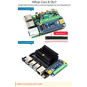 High-Precision AD HAT ADS1263 10-Channel 32-Bit ADC SPI Bus Low Noise Low Temperature Drift,for Raspberry Pi 4B/3B+/3B/2B/Zero/Zero W/Zero WH/2W and Jetson Nano