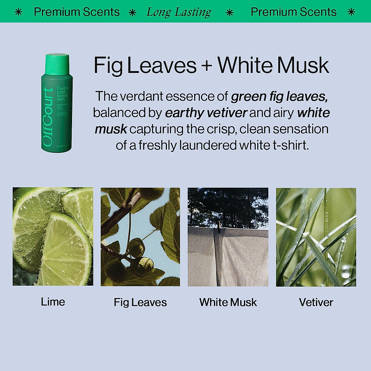 OffCourt Natural Body Spray for Men with Prebiotics - Deodorizing Mens Body Spray - Aluminum-Free Spray Deodorant for Full-Body Use - Multi-Pack with Sandalwood and White Musk, 3.4 Ounce (Pack of 2)