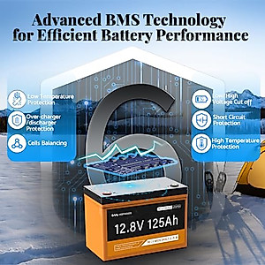 12V 100Ah LiFePO4 Rechargeable Battery,32F Charging Cut off, IP65, 1280Wh, Built-in 100A BMS Lithium-Ion Phosphate Deep Cycle Battery, Replace for SLA/AGM, RV, Boats, Wheelchairs, Golf Cart
