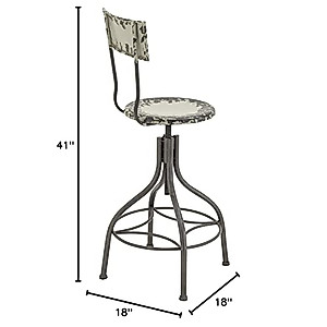 Deco 79 Metal Bar Stool with Backrest, 18" x 18" x 41", Beige