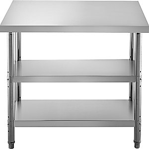 Commercial Stainless Steel Prep Table with Adjustable Undershelf - Heavy Duty Kitchen Work Table for Garage, Home, Warehouse, and Kitchen