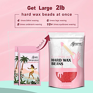 Ajoura 2 lb Hard Wax Beads, All-purpose Wax Beans for Sensitive Skin, Large Area Coarse Hair Removal, Refill Bag for Brazilian Bikini, Face, Eyebrows, Underarms, Arms, Chest, Back, Legs, Women Men