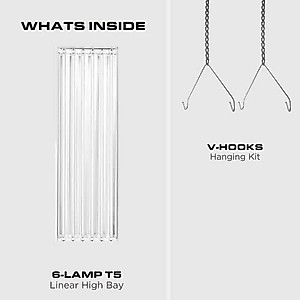 Sun & Stars Lighting HB-6/T5ADV HO Bay Fluorescent Lighting Fixture High Output T5HO, 120-277V (6 Lamp-T5)