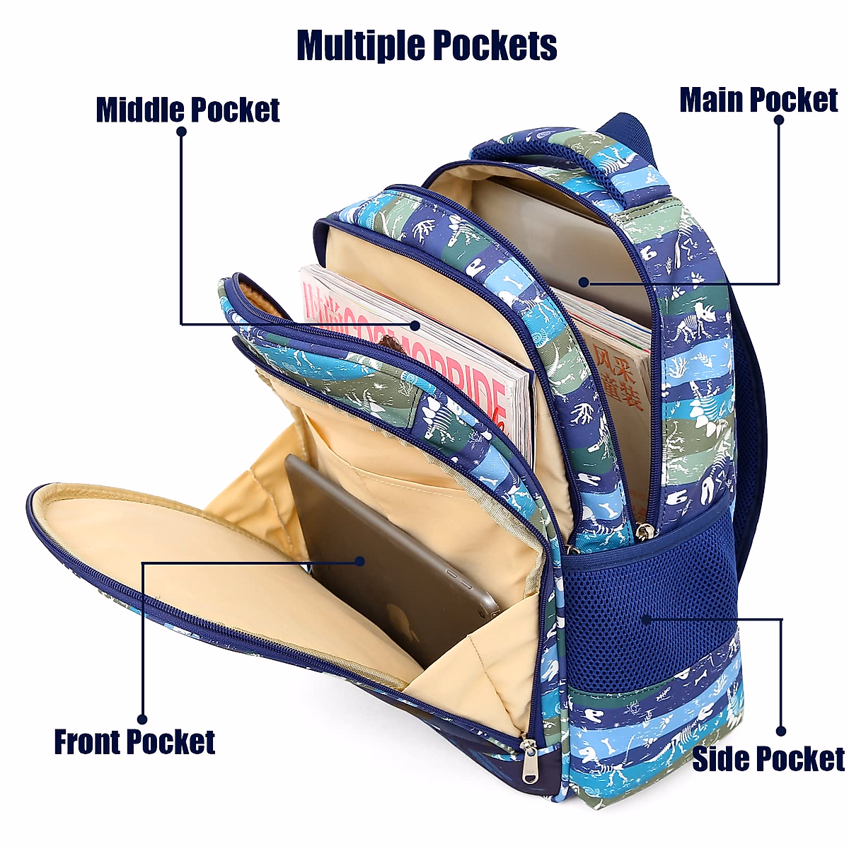 Dorlubel Backpack for Boys Lightweight Dinosaur School Backpack with Insulated Lunch Tote Preschool Kindergarten Elementary Book Bag Set With Chest Strap(Dinosaur Explorer)