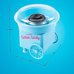 Countertop Cotton Candy Machine – Includes Scoop and 10 Serving Sticks – Works with Cotton Candy Sugar or Hard Candy by Great Northern Popcorn (Blue)