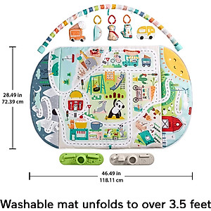 Fisher-Price Baby Playmat Activity City Gym to Jumbo Toddler Vehicle Mat with Music & Lights for Developmental Play Newborns Ages 0+ Months
