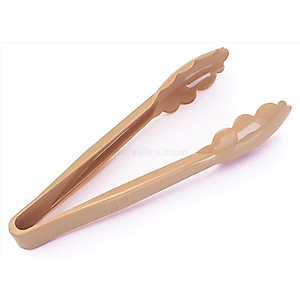 New Star Foodservice 35629 Utility Tong, High Heat Plastic, Scalloped, 9 inch, Set of 12, Beige