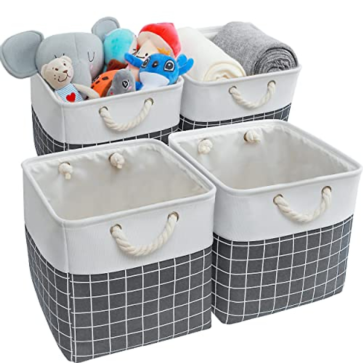 Kerhouze Fabric Storage Cubes Cubby Storage Bins for Organization 11x11 Foldable Basket for Nursery Shelf Toys