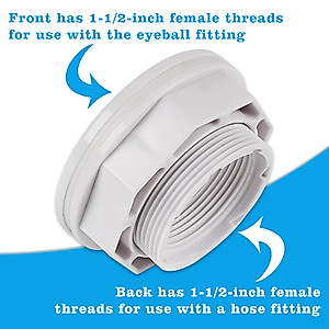 SP1023 1-1/2-Inch FIP Inlet Return Fitting with Locknut and Gasket Exact Replacement for Hayward with 3/4" Directional Flow Eyeball Inlet Jet- Fit in-Ground and Above Ground Swimming Pools（2Pack）
