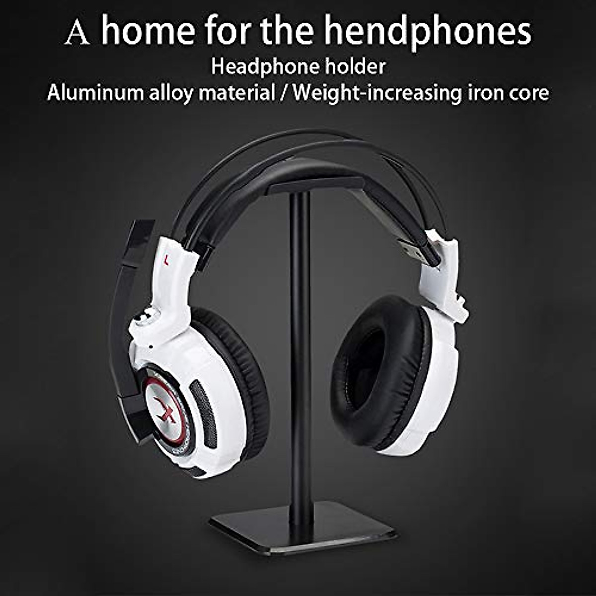 Headphone Stand, Universal Aluminum Metal Holder for AirPods Max, HyperX Cloud II, Xbox One, Turtle Beach, Sennheiser, Sony, Bose, Beats PC Gaming Headset Display & Wireless Headphones (Black)