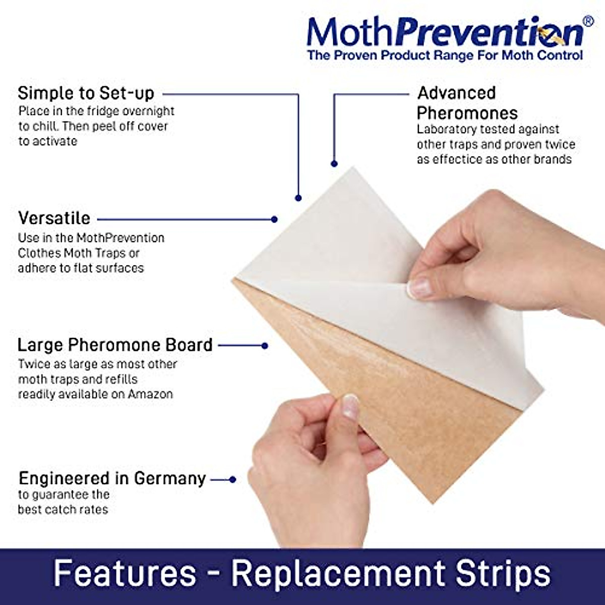 MothPrevention Powerful Moth Trap Refill Strips | 3X Twin Packs (6 Strips in Total) - for Clothes Closet Moths - Clothes Moth Traps | Moth Pheromone Traps for House | Results Guaranteed!