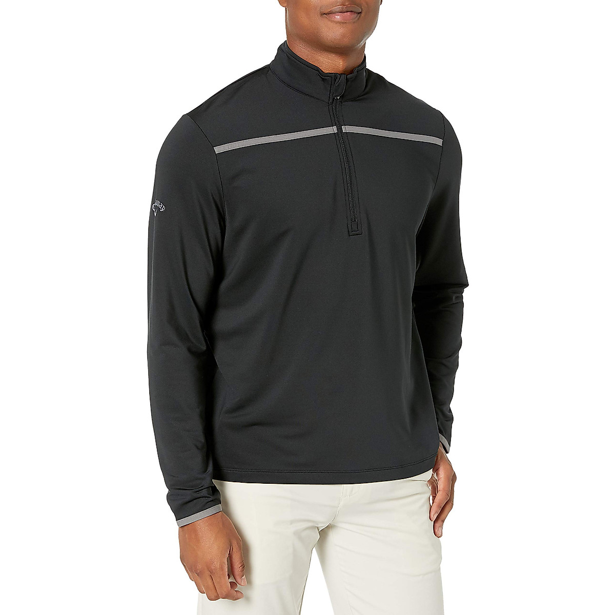 Callaway Men's Weather Series ¼ Zip Mock Neck Pullover For Men, Extended Sizes, Men’S Performance Apparel (Sizes Small-4Xl Big & Tall), Black, Medium