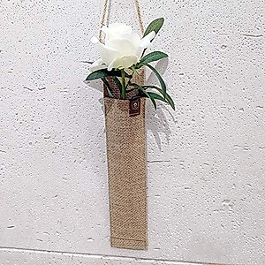 SNAIL GARDEN 2 Pack 12.5" H Wall Vases for Flowers, Wall Hanging Vase Fabric Wall Flower Vase Wall Decor for Living Room,Bedroom, Office and More(Burlap)