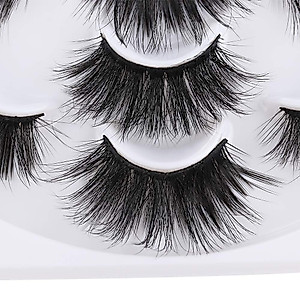 SKONHED 25mm False Eyelashes 8D Dramatic Look Mink Fluffy Long Hair Lashes 7 Pair Big Size Eyelashes (003）
