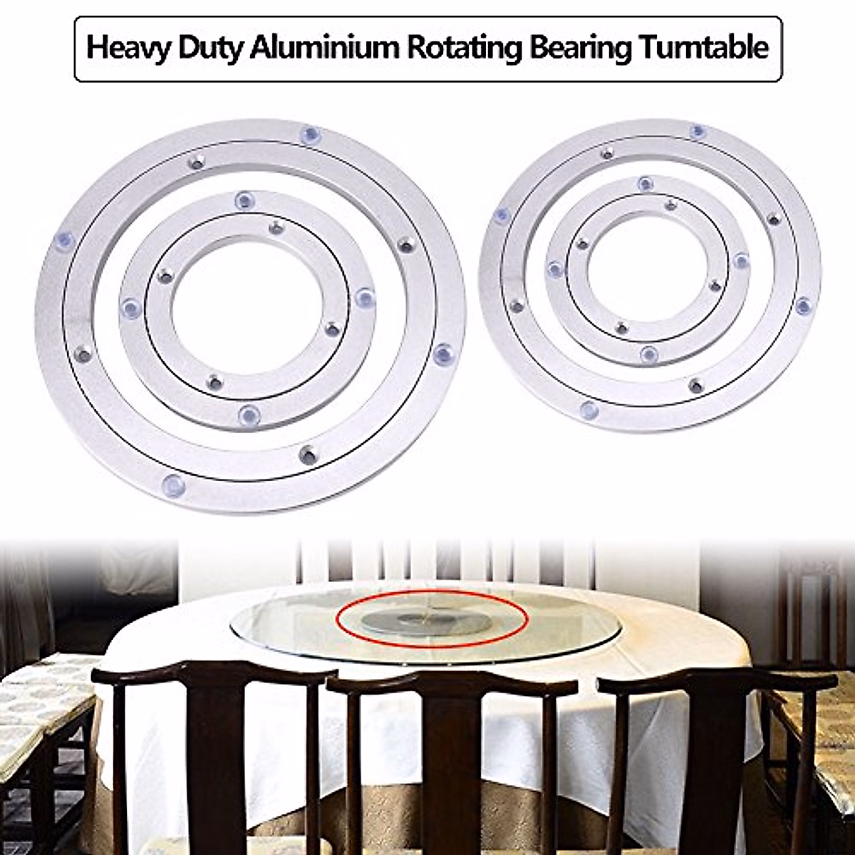 Heavy Duty Lazy Susans Turntable Bearings Rotating Bearing Plate, Aluminium Alloy Round Swivel Plate Susan Hardware for Kitchen Resturant Rotating Table Serving Tray(6 inch)