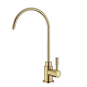 Fonveth Drinking Water Faucet, Upgrade Brushed Gold Single Handle Solid Brass Kitchen Bar Sink Drinking Water Faucet, Water Filtration Faucet