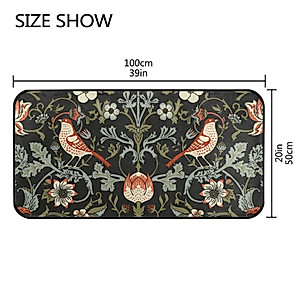 WIHVE Kitchen Mat William Morris Vintage Flowers Floor Mat Waterproof Non-Slip Standing Mat Comfort Floor Mat Rug for Home,Office,Sink,Laundry,Desk