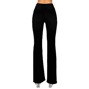 wax jean Women's Destructed Flare Jeans in Sustainable Denim, Black, 9