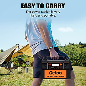 Geloo Portable Power Station 300W, 299Wh Solar Generator for Camping, Portable Solar Power Station 110V/300W AC, USB, PD Output, Portable Generator for Home Outdoor Camping RV Travel