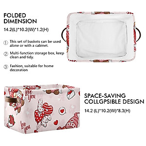 xigua Cute Love Gnomes Storage Bins Foldable Canvas Fabric Storage Basket with Handles for Organizing, Large Storage Baskets for Shelves Closet