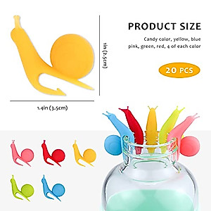 20 Pieces Cute Snail Shape Silicone Tea Bag Holder, LEEFONE Candy Colors Cup Hangers for Gift Set Home Party Supplies