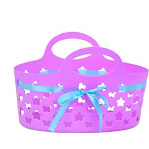 Easter Egg Hunt Oval Plastic Baskets with Ribbons(Pink, Purple, Blue and Yellow) With Special DTJS Easter Bonus