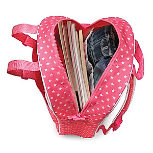 Badger Basket Delightful Doll Travel Backpack with Plush Friend Compartment – Perfect for 18-Inch Dolls with Stylish Pink Star Design