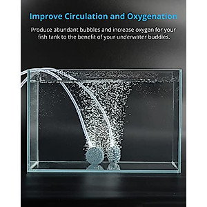 NICREW UFO Aquarium Air Pump, Ultra Silent Air Aerator Pump for Fish Tank, Oxygen Pump with Dual Outlets, Accessories Included, 2.5W